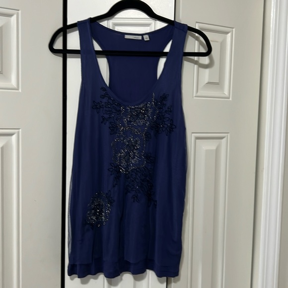 Halogen | Tops | Nordstrom Halogen Blue Top With Mesh Black And Silver ...